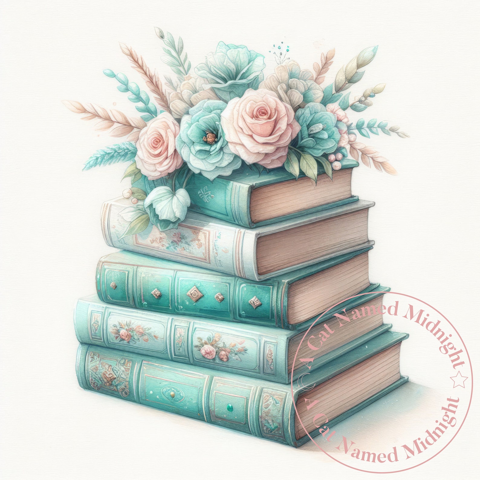 Shabby Chic Books Clipart 10 Images Watercolor Book Lover Clip Art ...
