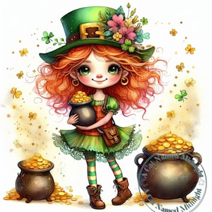 Cute Leprechaun Girl Clipart 13 JPG Whimsical St. Patrick's Day Clip ...