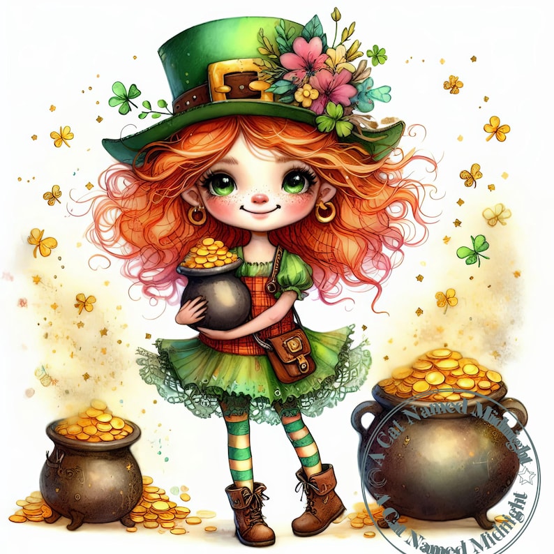 Cute Leprechaun Girl Clipart 13 JPG Whimsical St. Patrick's Day Clip ...