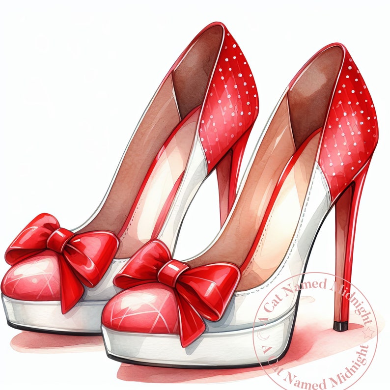 10 Red High Heels Clip Art Watercolor High Heels Clipart Bundle Womens ...
