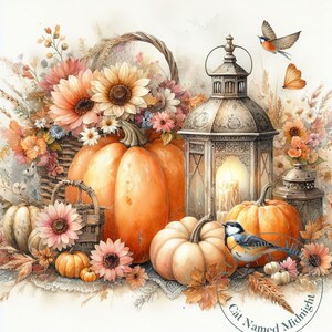 Pumpkins Clipart 12 Images Watercolor Shabby Chic Fall Clip Art Floral ...