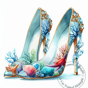 Quirky Sea Life High Heels Clipart | 12 JPG Watercolor High Heels Clip ...