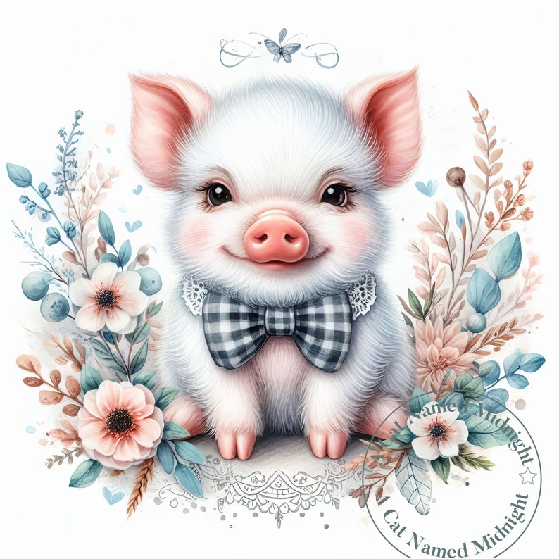 10 Baby Pigs Clipart Watercolor Pigs Clip Art Easter Farm Watercolor Clipart Bundle Shabby Chic ...