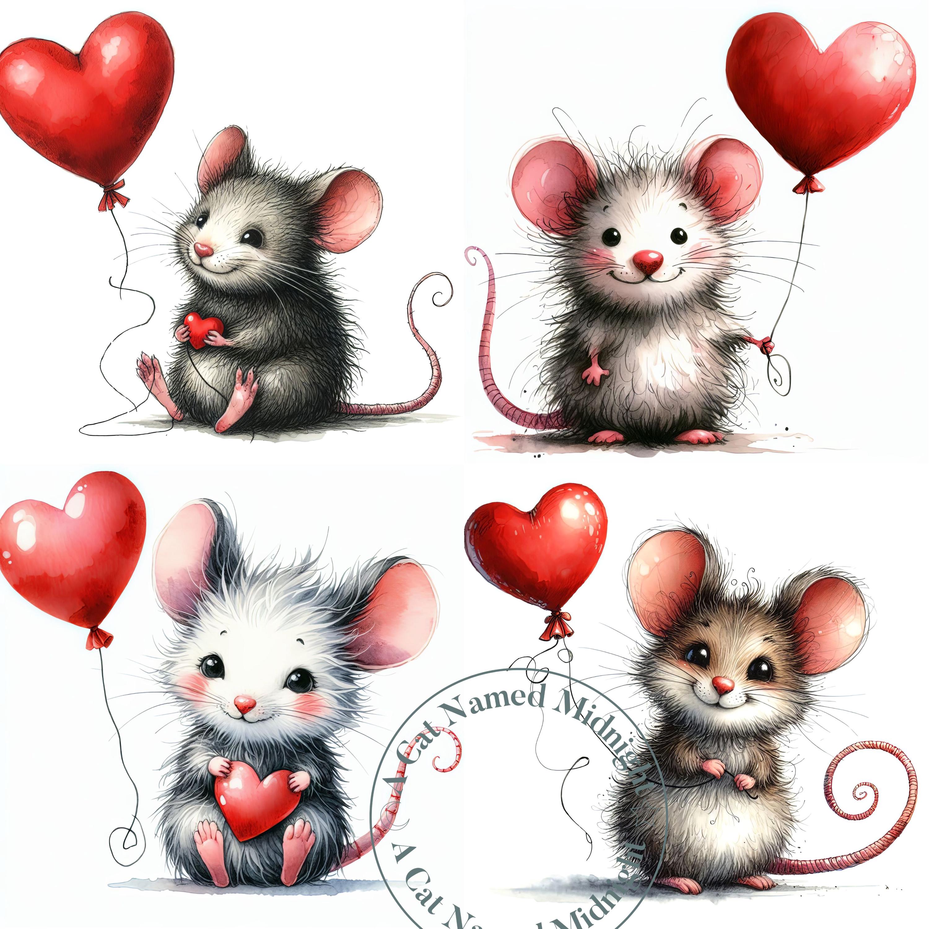 Cute Little Mouse Clipart 13 Jpgs Mouse Clip Art Mouse With Red Heart ...