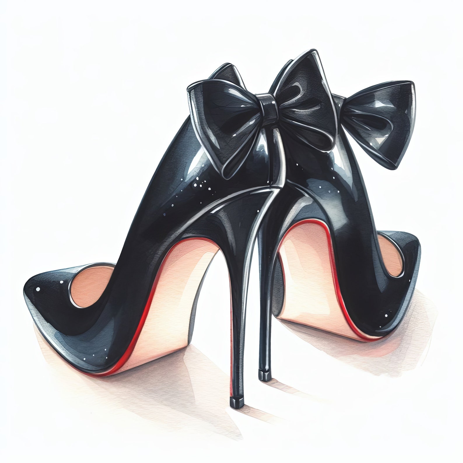 Watercolor High Heels Clipart Bundle Black High Heels Clip Art Womens ...