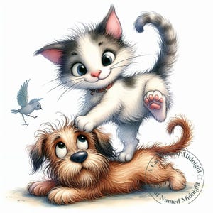 Quirky Dog and Cat Best Friends Clipart 13 High Quality JPG Images Cat ...