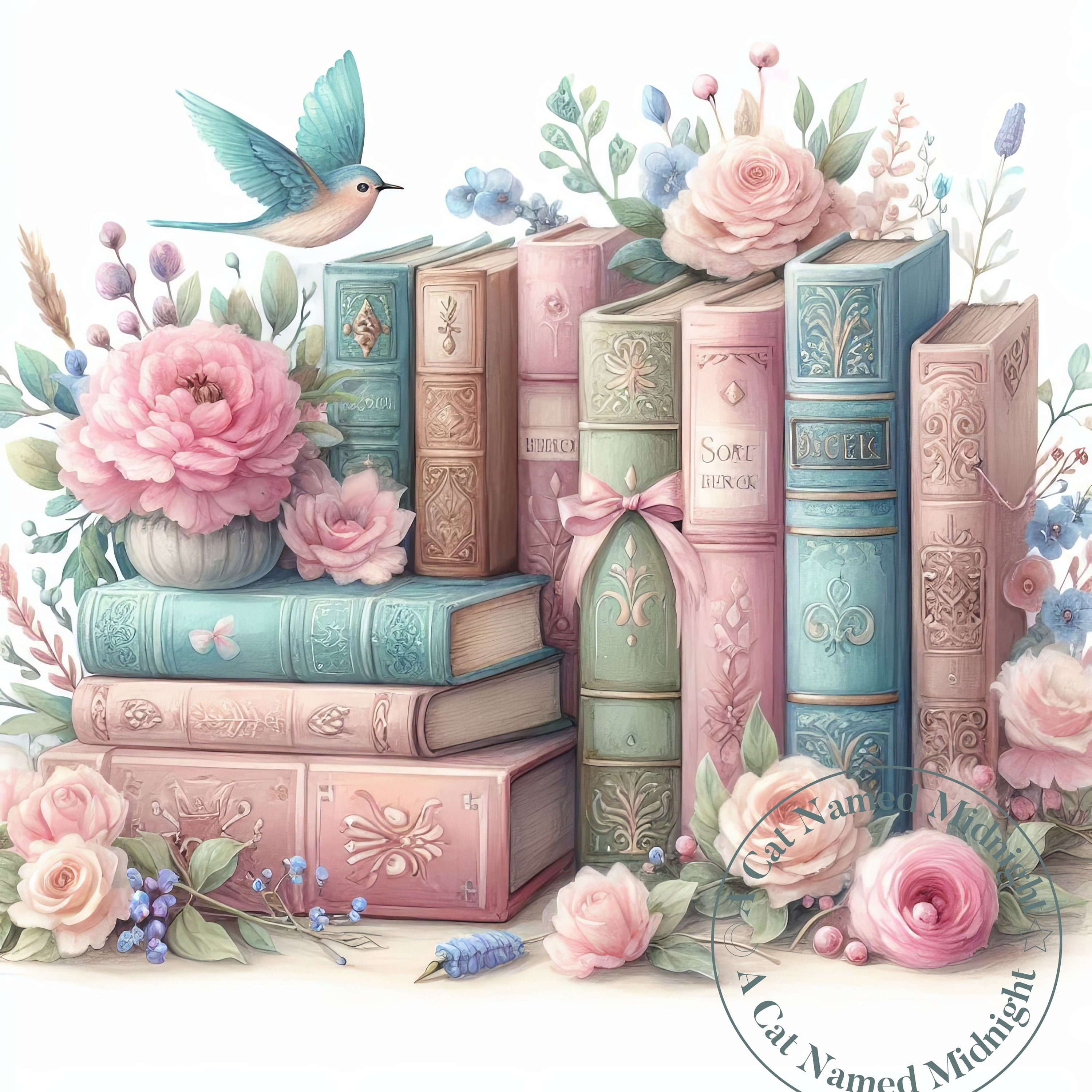 Shabby Chic Books Clipart 9 Watercolor Books Clip Art Watercolor ...