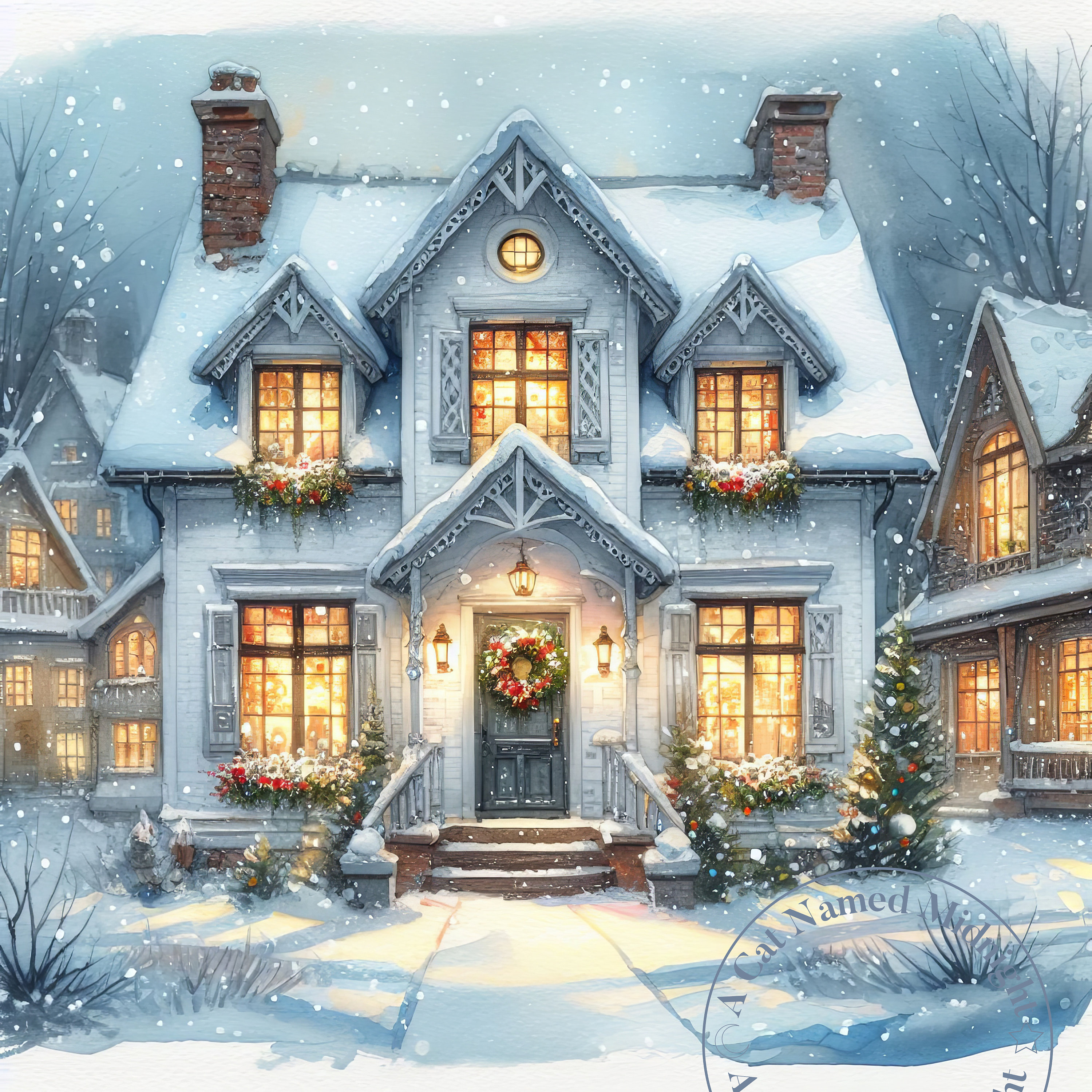 Christmas House Scenes Clipart 10 Xmas Home Clip Art Watercolor Xmas ...