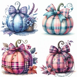 Plaid Pumpkin Clipart 30 JPG Images Watercolor Shabby Chic Fall ...