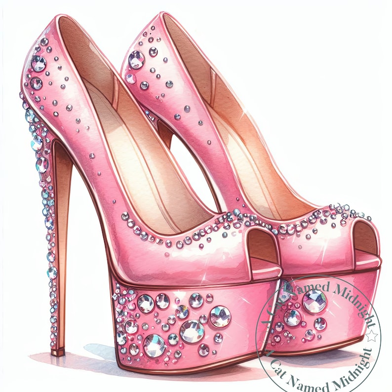 Pink High Heels Clipart 11 JPG Bundle Pink High Heels Clip Art Womens ...