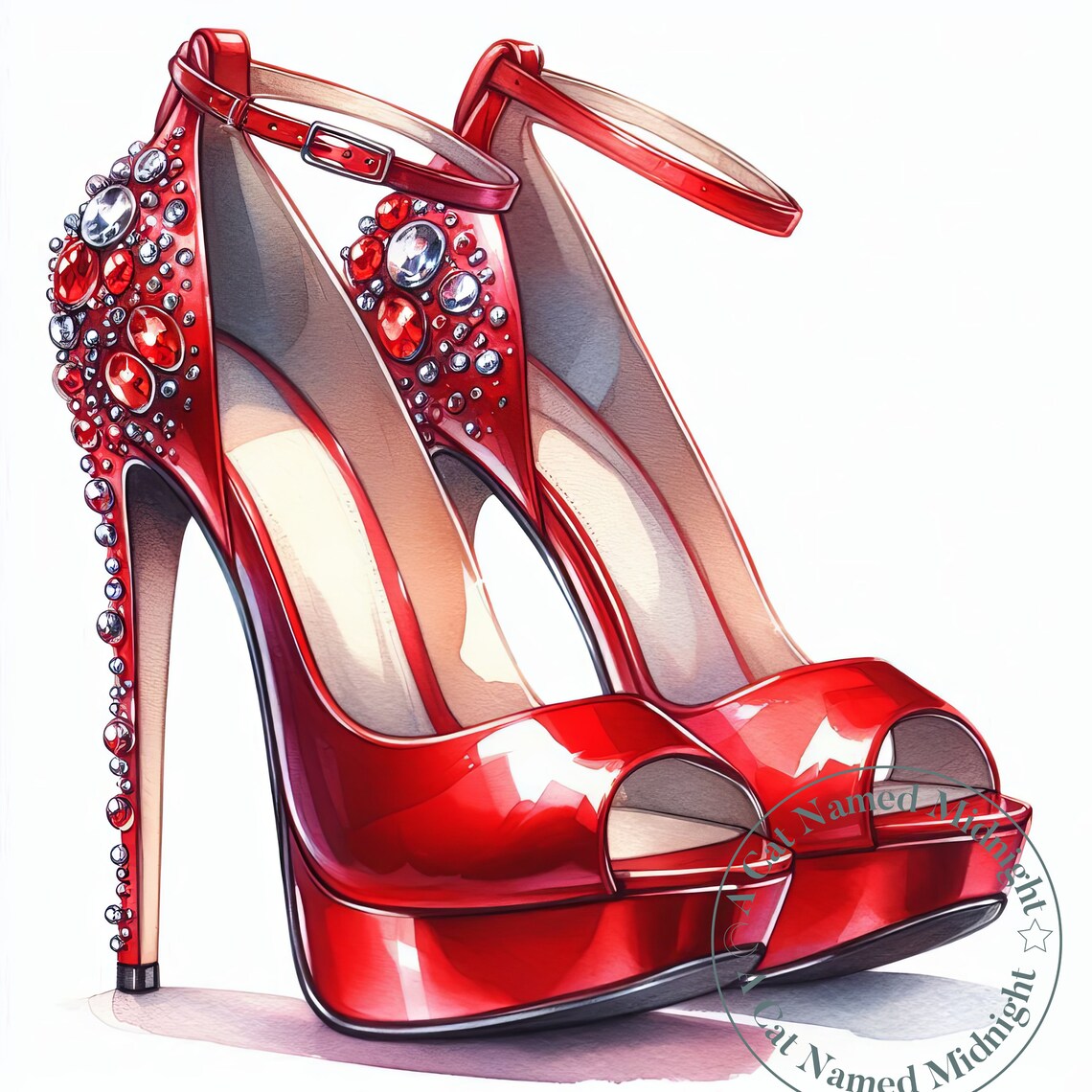 Red High Heels Clip Art 11 Watercolor High Heels Clipart Bundle Womens ...