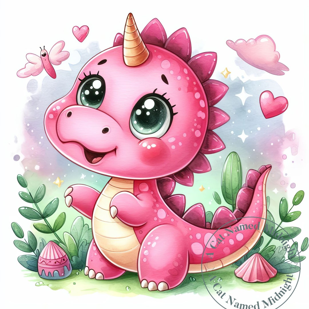 Cute Baby Dinosaur Clipart for Kids 14 Jpgs Watercolor Clip Art for ...