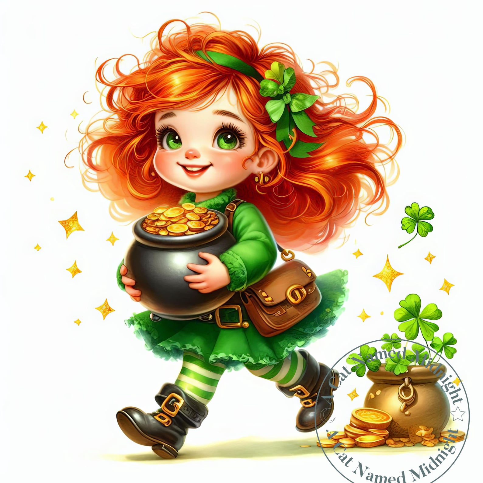 Cute Leprechaun Girl Clipart 13 JPG Whimsical St. Patrick's Day Clip ...