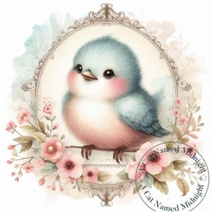 Shabby Chic Birds Vintage Style Clipart 10 JPG Images Watercolor Bird ...