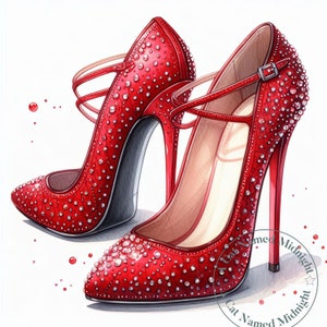 Red High Heels Clip Art 10 Watercolor High Heels Clipart Bundle Womens ...