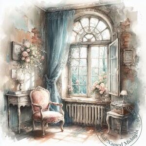 Shabby Chic Room in Ruins Clipart French Vintage Style Clip Art ...
