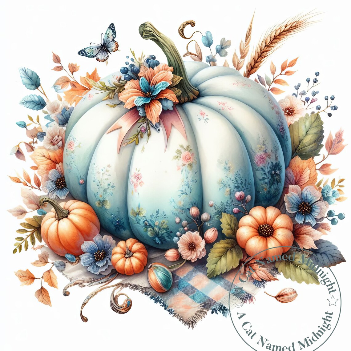 Watercolor Pumpkin Clipart 9 Images Shabby Chic Pumpkins Fall Floral ...