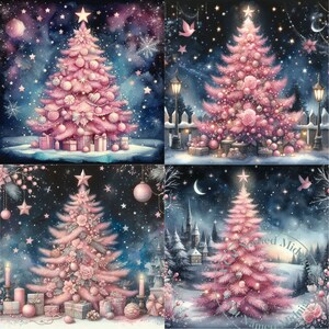 Pink Christmas Tree Clipart 11 Xmas Clip Art Xmas Tree Watercolor ...