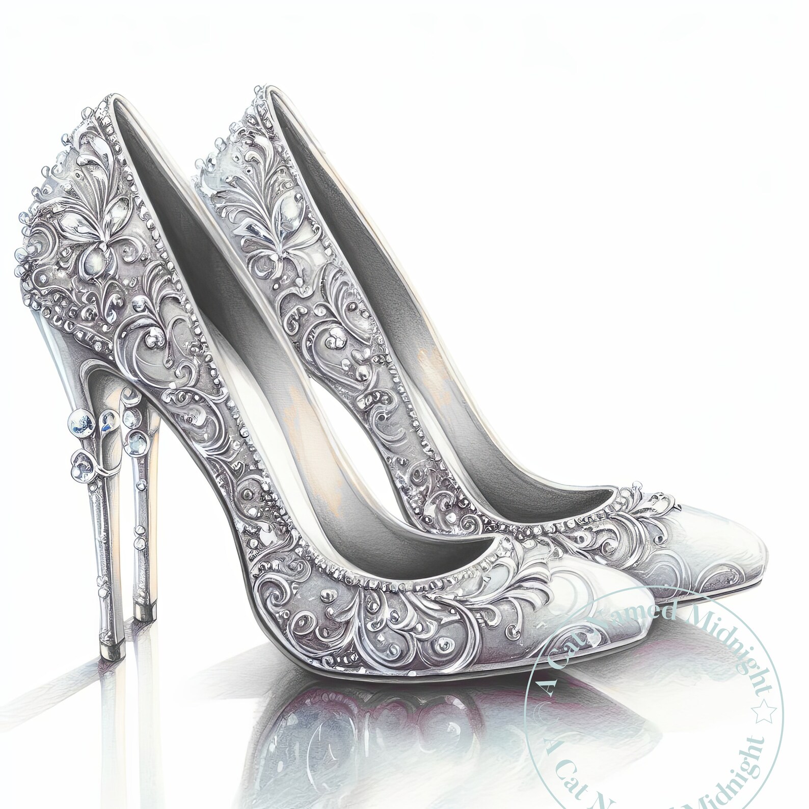Silver High Heels Clipart Bundle Watercolor High Heels Clip Art Womens ...