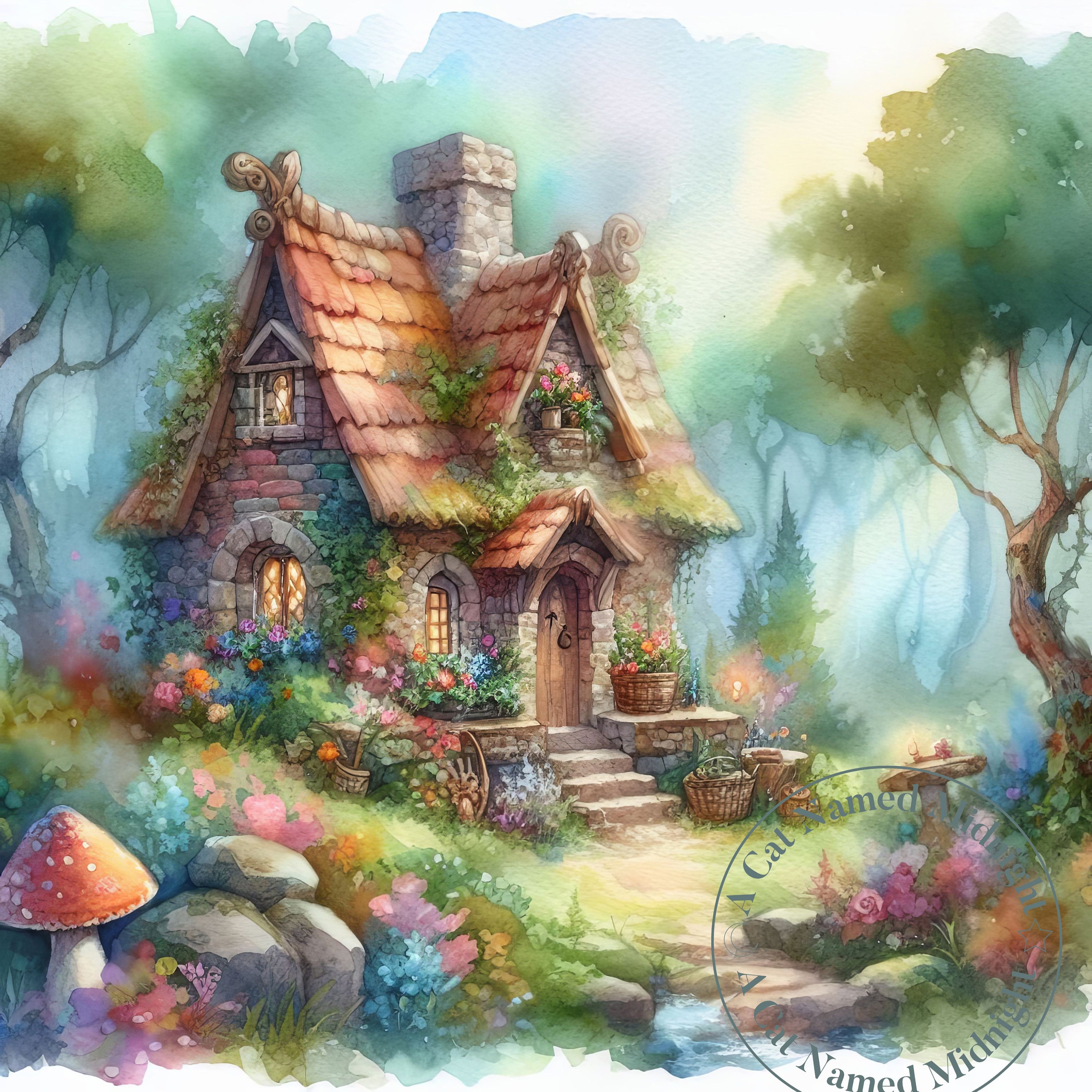 Whimsical Cottages Clipart Bundle 12 Fairy Tale Cottages Watercolor ...