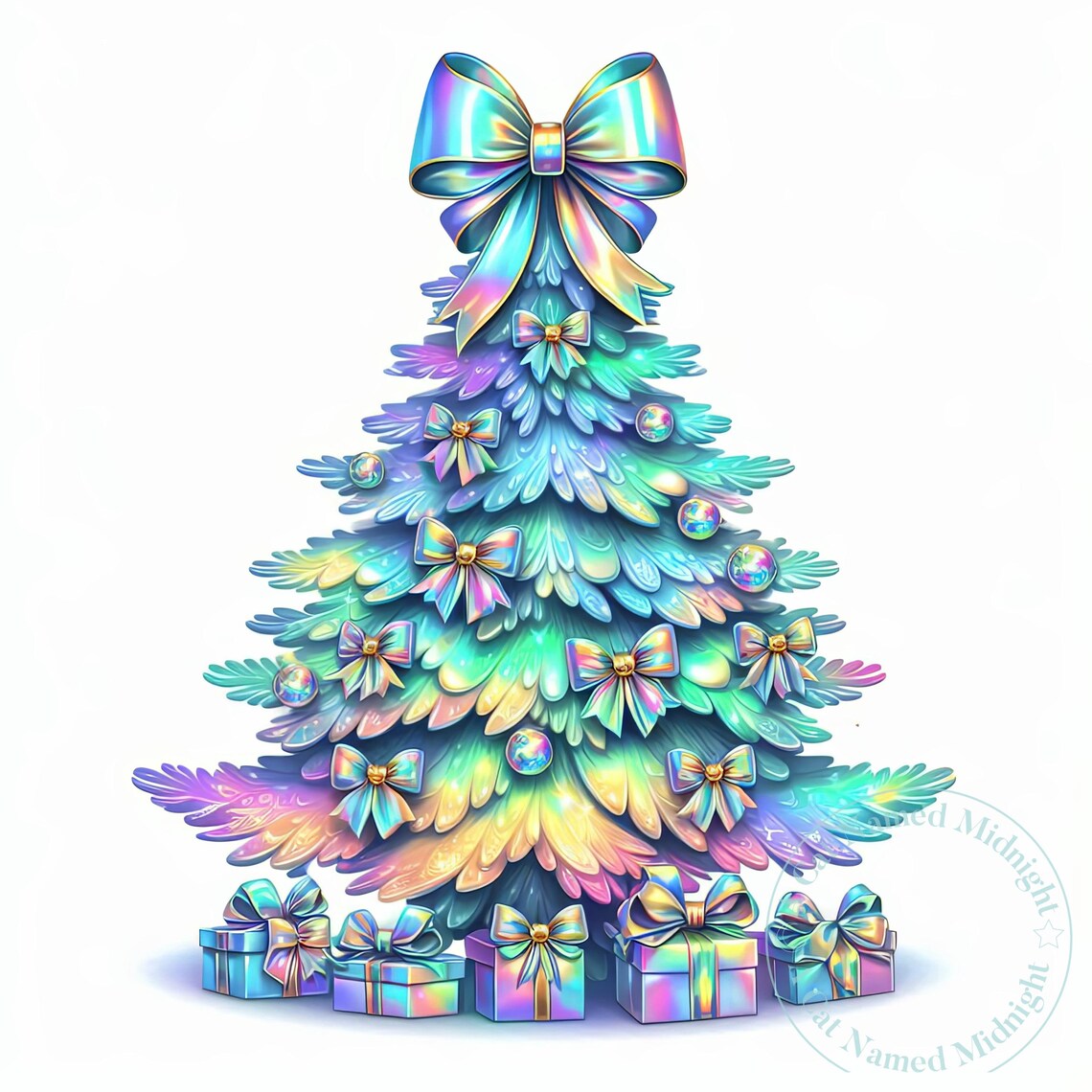 Iridescent Christmas Tree Clipart 10 JPG Xmas Clip Art Images - Etsy