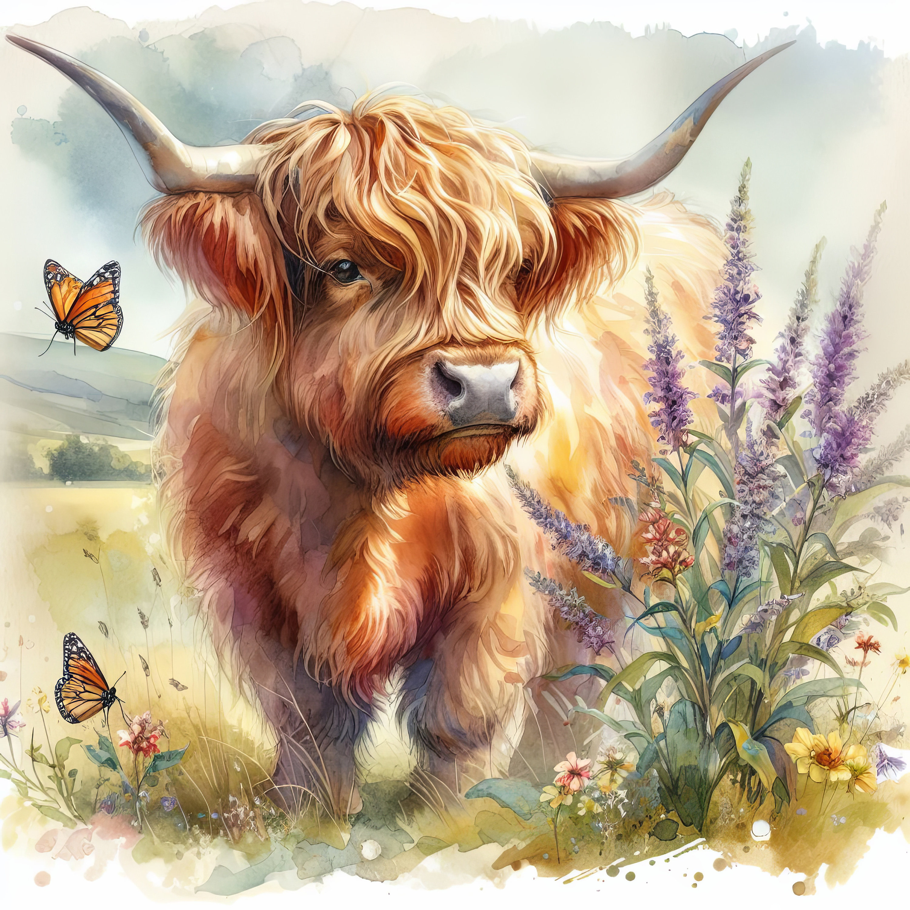 Watercolor Highland Cow Clipart Watercolor Highland Cow Clip Art ...