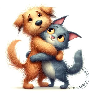 Quirky Dog and Cat Best Friends Clipart 13 High Quality JPG Images Cat ...