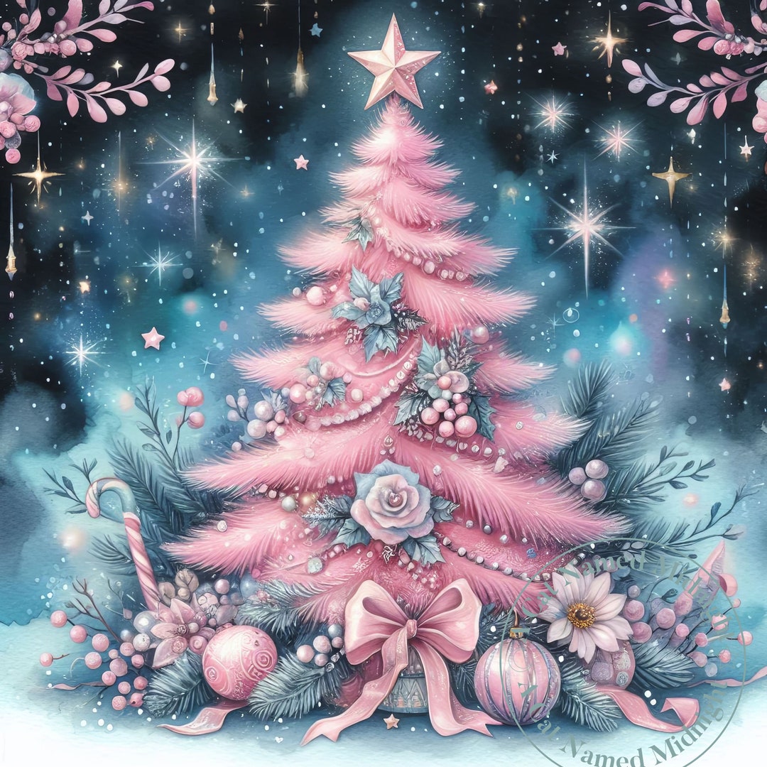 Pink Christmas Tree Clipart 11 Xmas Clip Art Xmas Tree Watercolor ...