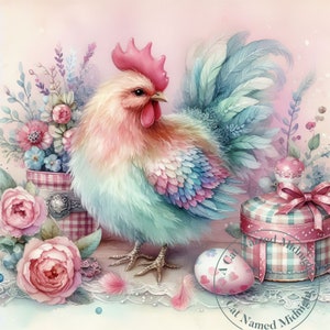 Watercolor Chicken Clipart Watercolor Rooster Clip Art Easter Farm ...