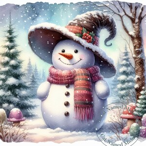13 Snowman Clipart JPG Xmas Snow Man Clip Art Christmas Watercolor ...
