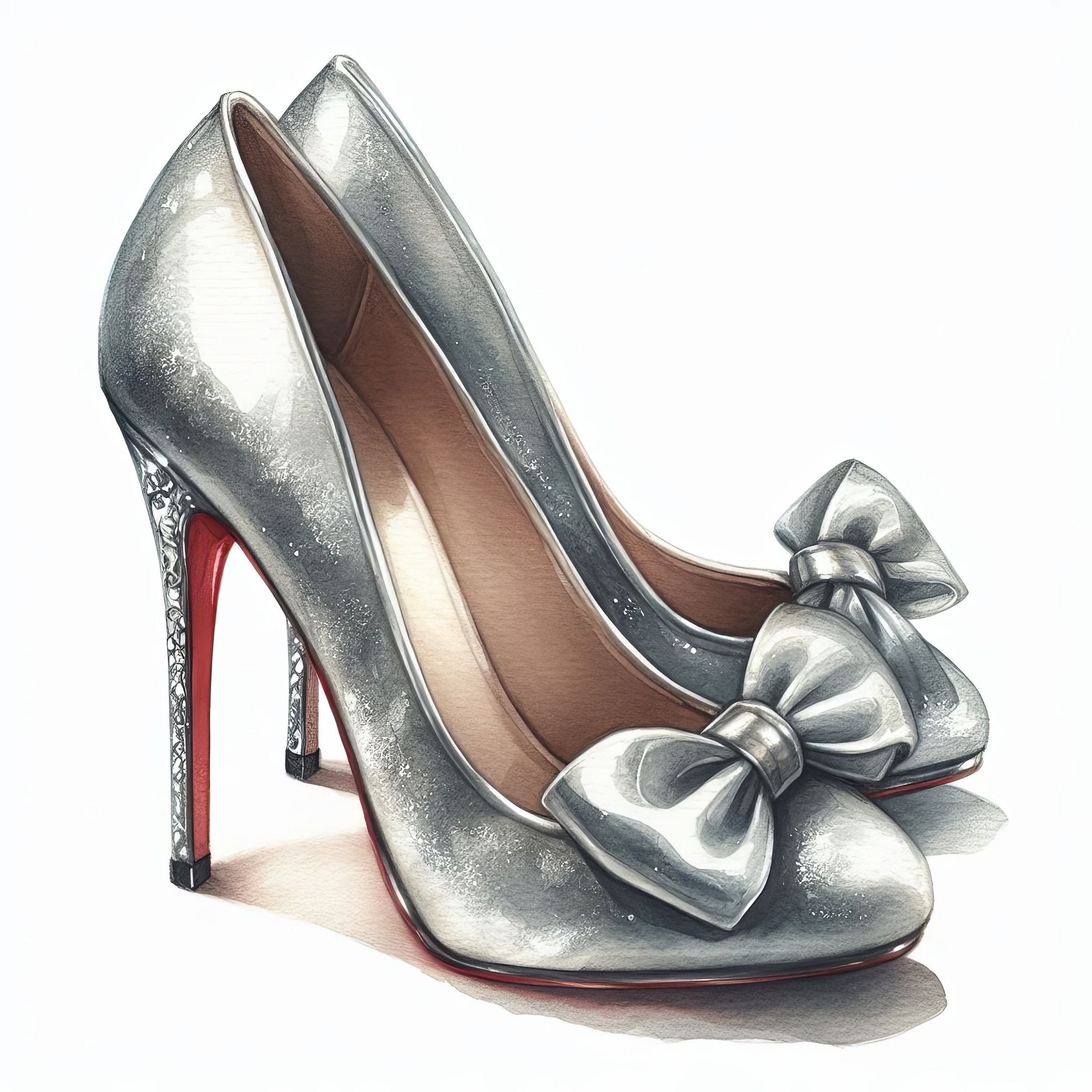 Watercolor High Heels Clipart Bundle Silver High Heels Clip Art Womens ...