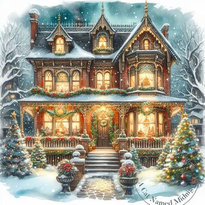 Victorian Christmas Home Scenes Clipart 10 Xmas House Clip Art ...