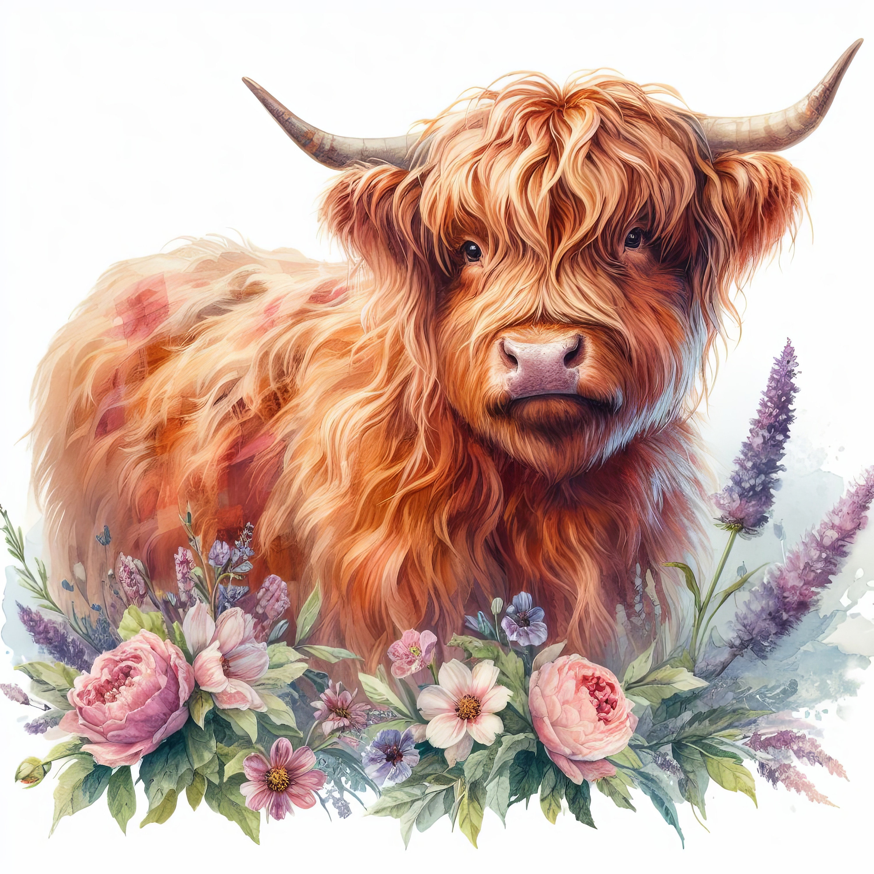 Watercolor Highland Cow Clipart Watercolor Highland Cow Clip Art ...