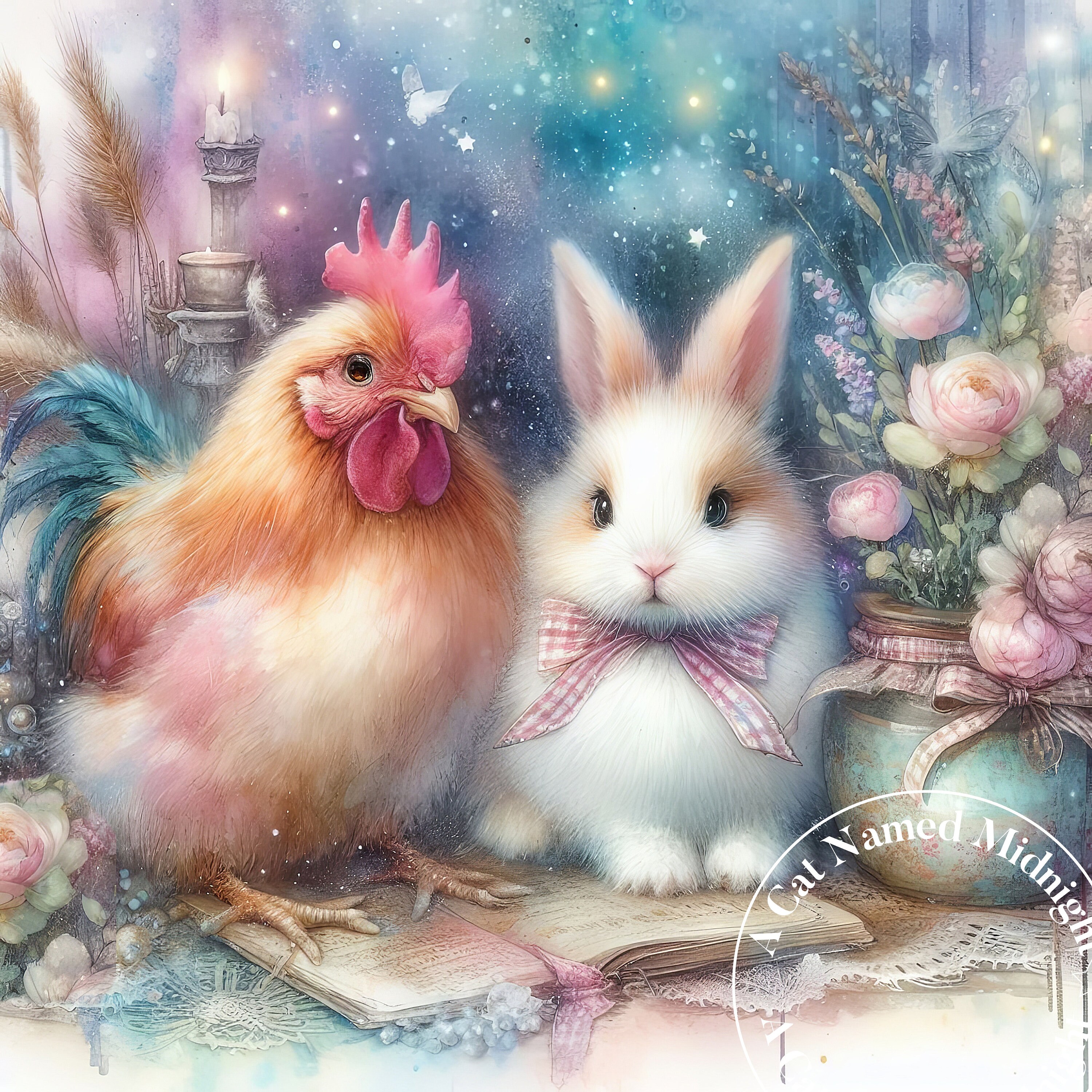 Chicken and Bunny Clipart Watercolor Clip Art Chicken Clipart Bundle ...