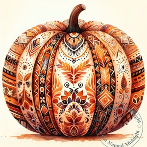 Boho Pumpkin Clipart 11 Images Watercolor Fall Clip Art Floral Autumn ...