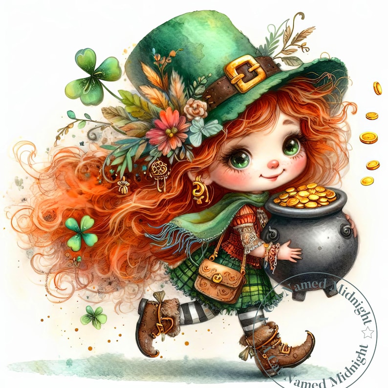Cute Leprechaun Girl Clipart 13 JPG Whimsical St. Patrick's Day Clip ...
