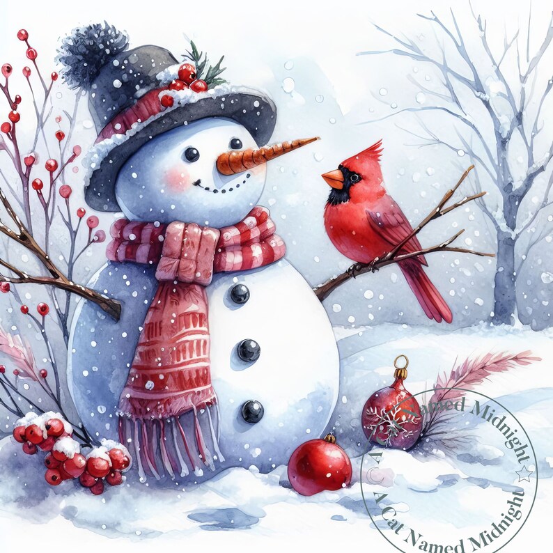 Snowmen Clipart 10 Xmas Clip Art Christmas Watercolor Clipart - Etsy