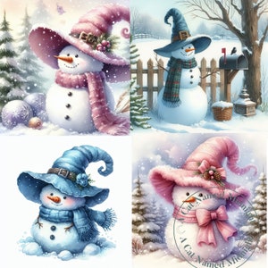 12 Snowman Clipart JPG Xmas Snow Man Clip Art Christmas Watercolor ...
