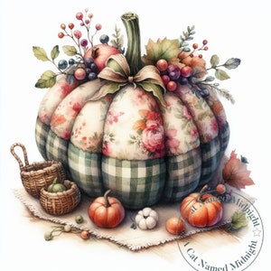 Pumpkin Clipart 11 Images Watercolor Shabby Chic Patchwork Fall Clip ...