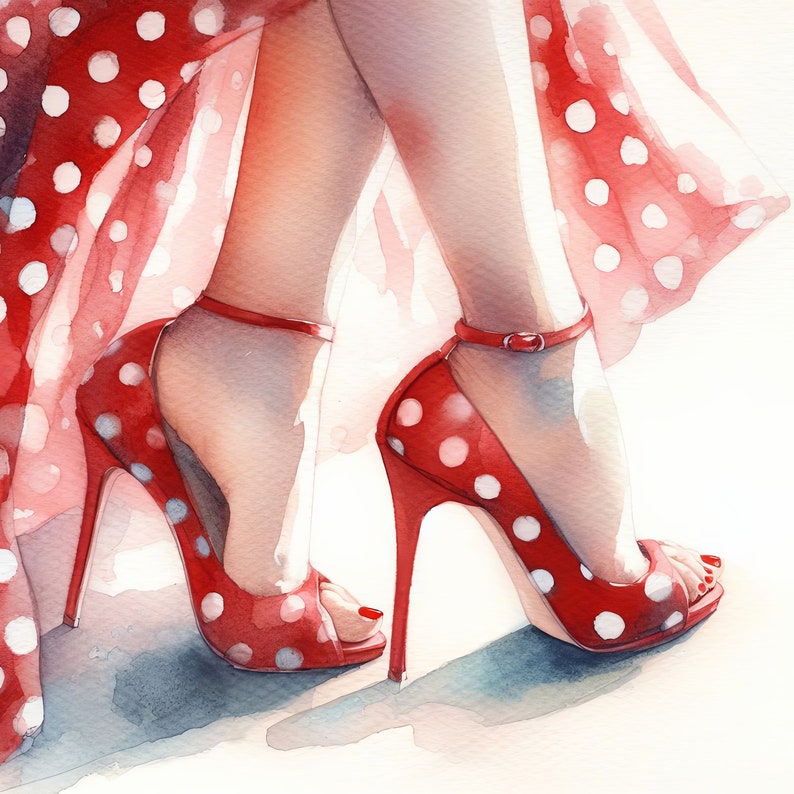 Red High Heels Clip Art Watercolor High Heels Clipart Bundle Womens ...