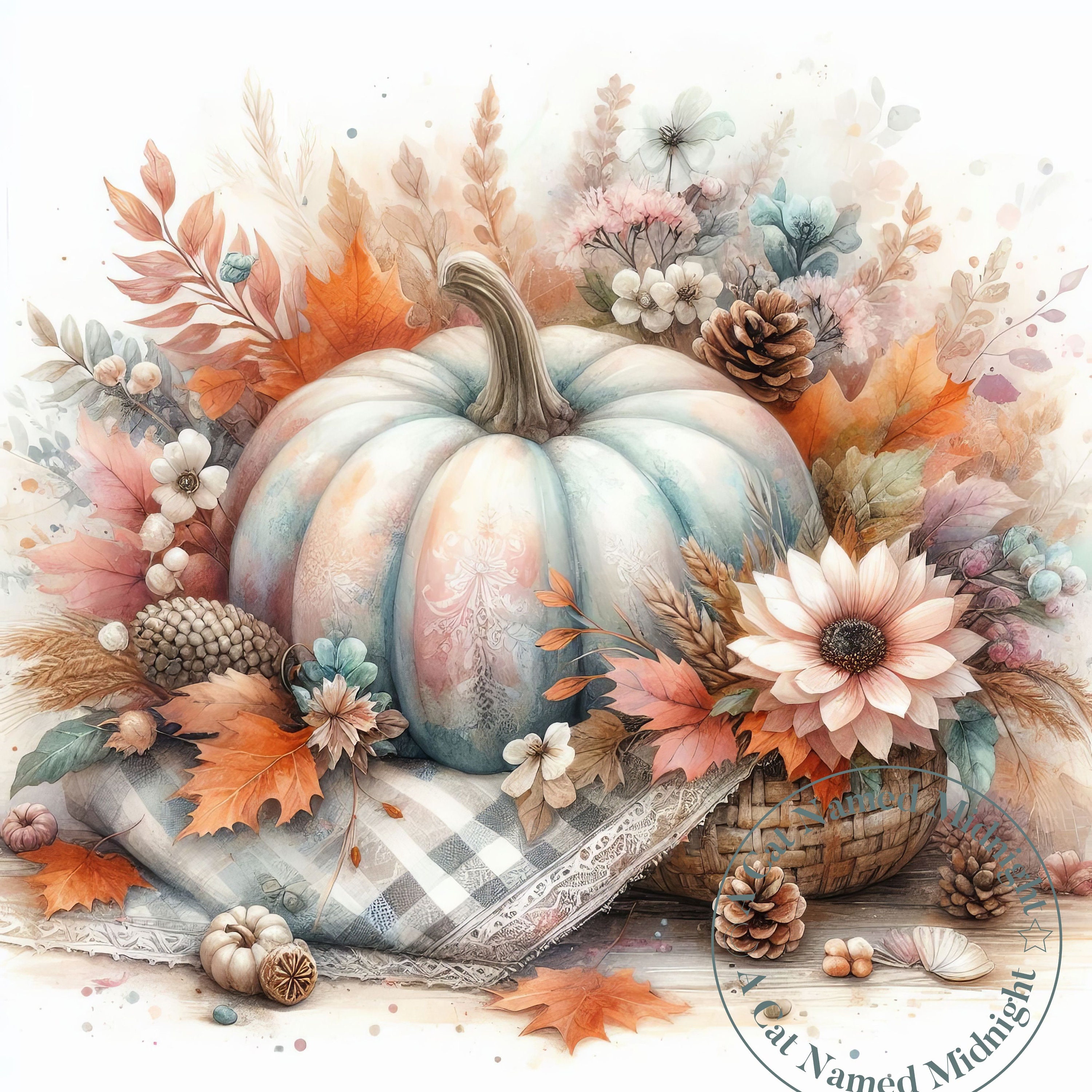 Watercolor Pumpkin Clipart 9 Images Shabby Chic Pumpkins Fall Floral ...