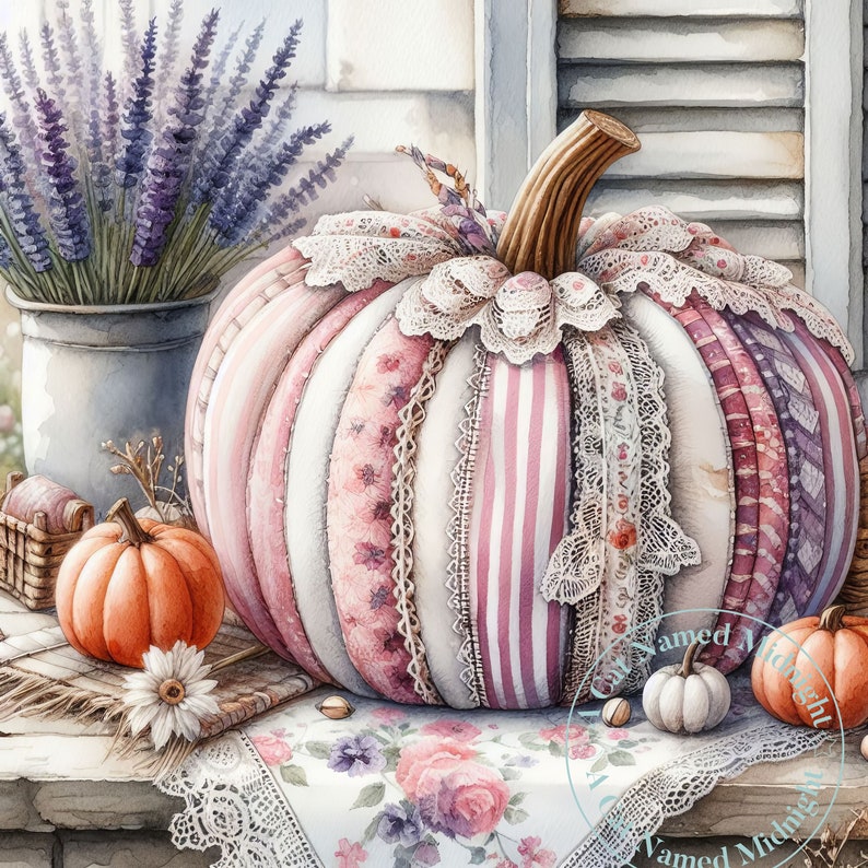 Pumpkin Clipart 12 Images Watercolor Shabby Chic Striped Fall Clip Art ...