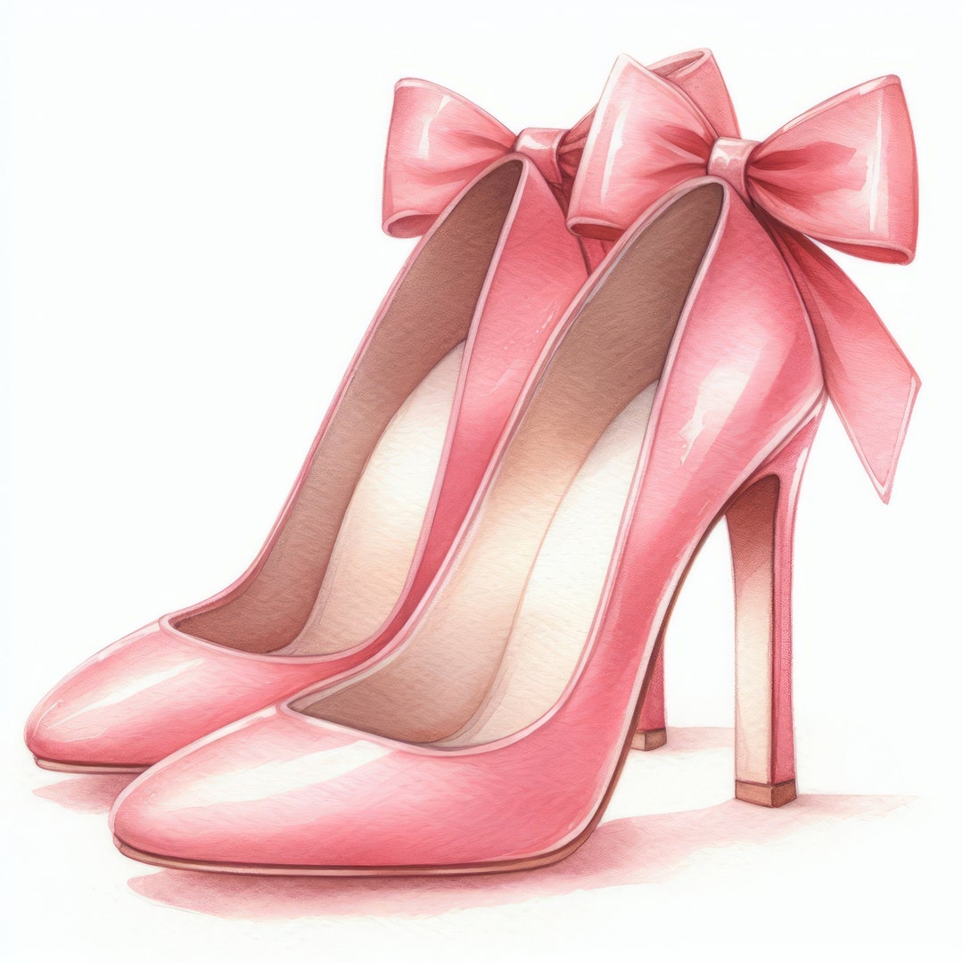 Watercolor High Heels Clipart Bundle Pink High Heels Clip Art Womens ...