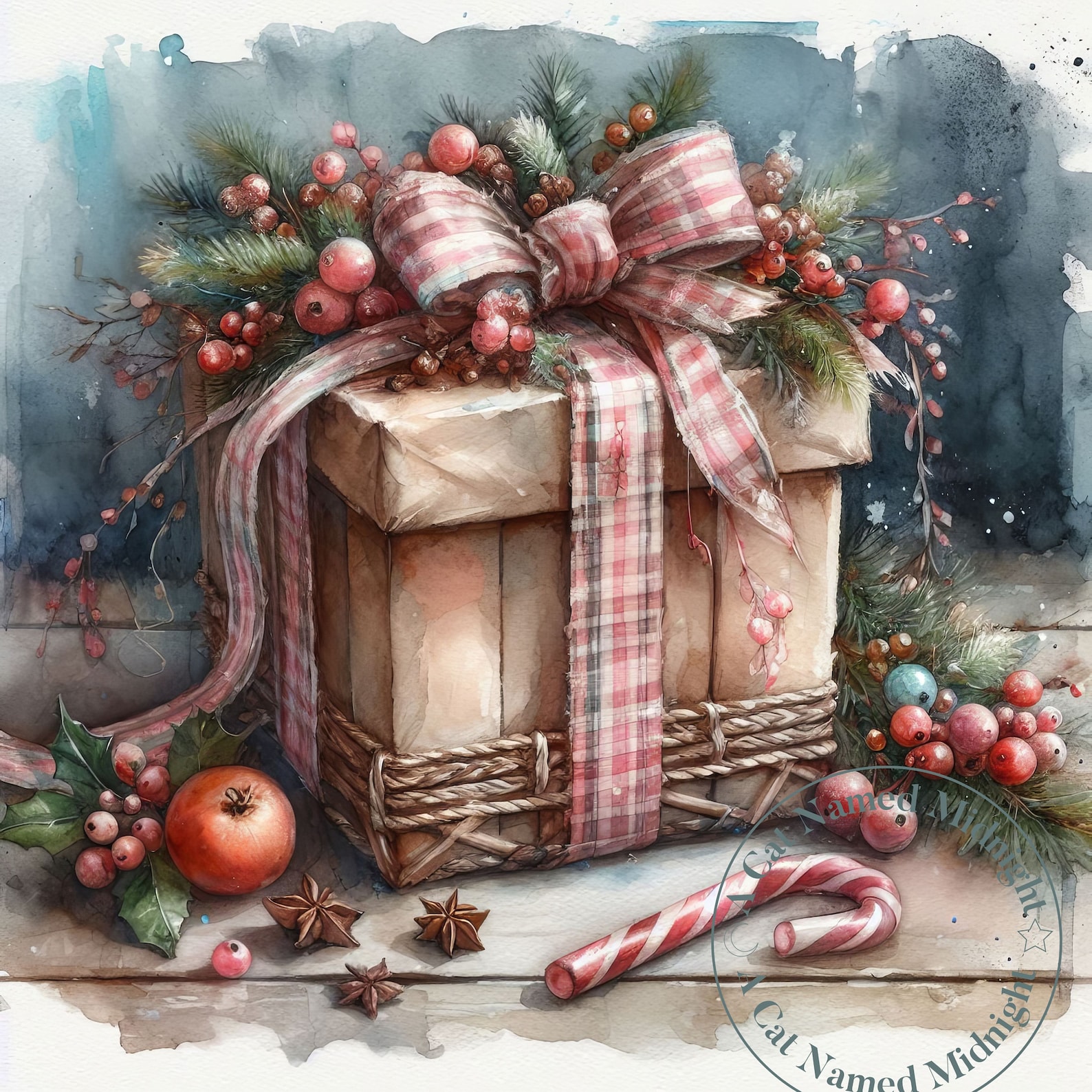 Christmas Gift Clipart Bundle 10 Watercolor Shabby Chic Vintage Clip ...