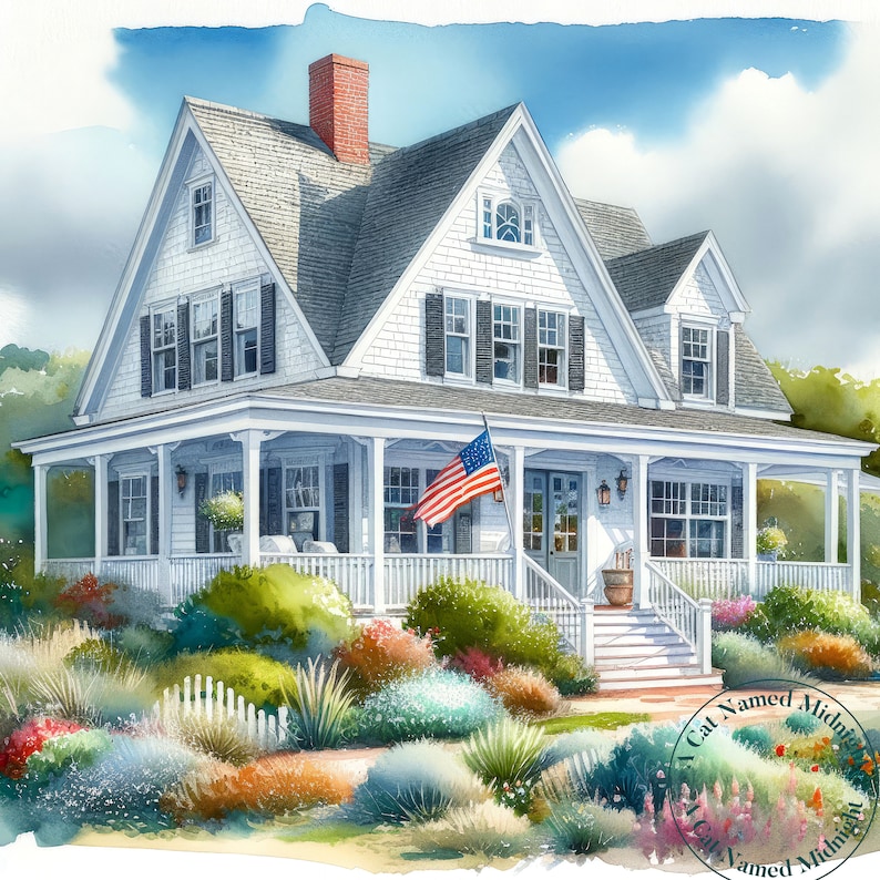 Cape Cod Cottage Clipart Bundle 10 High Quality Images White Cottage ...