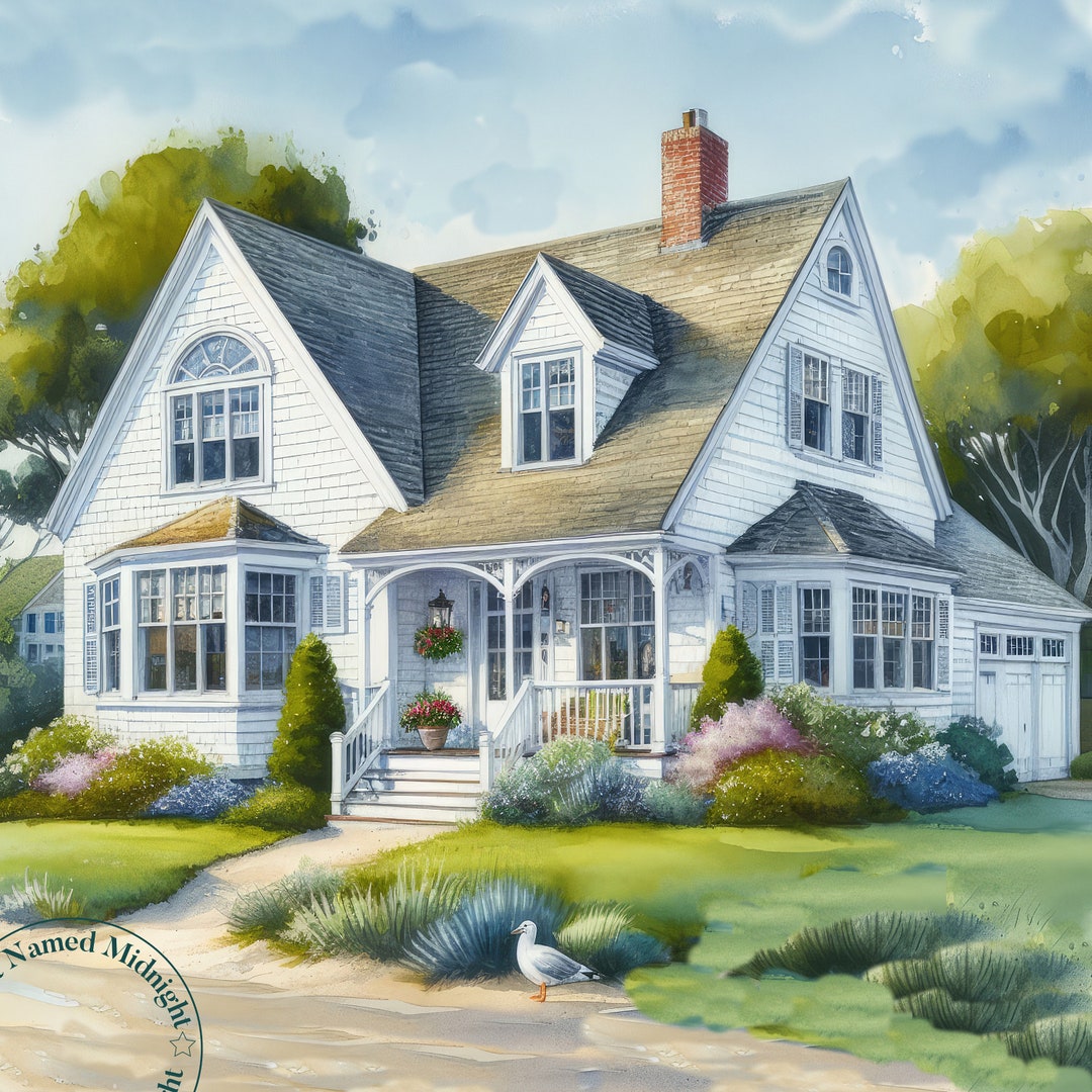 Cape Cod Cottage Clipart Bundle 10 High Quality Images White Cottage ...