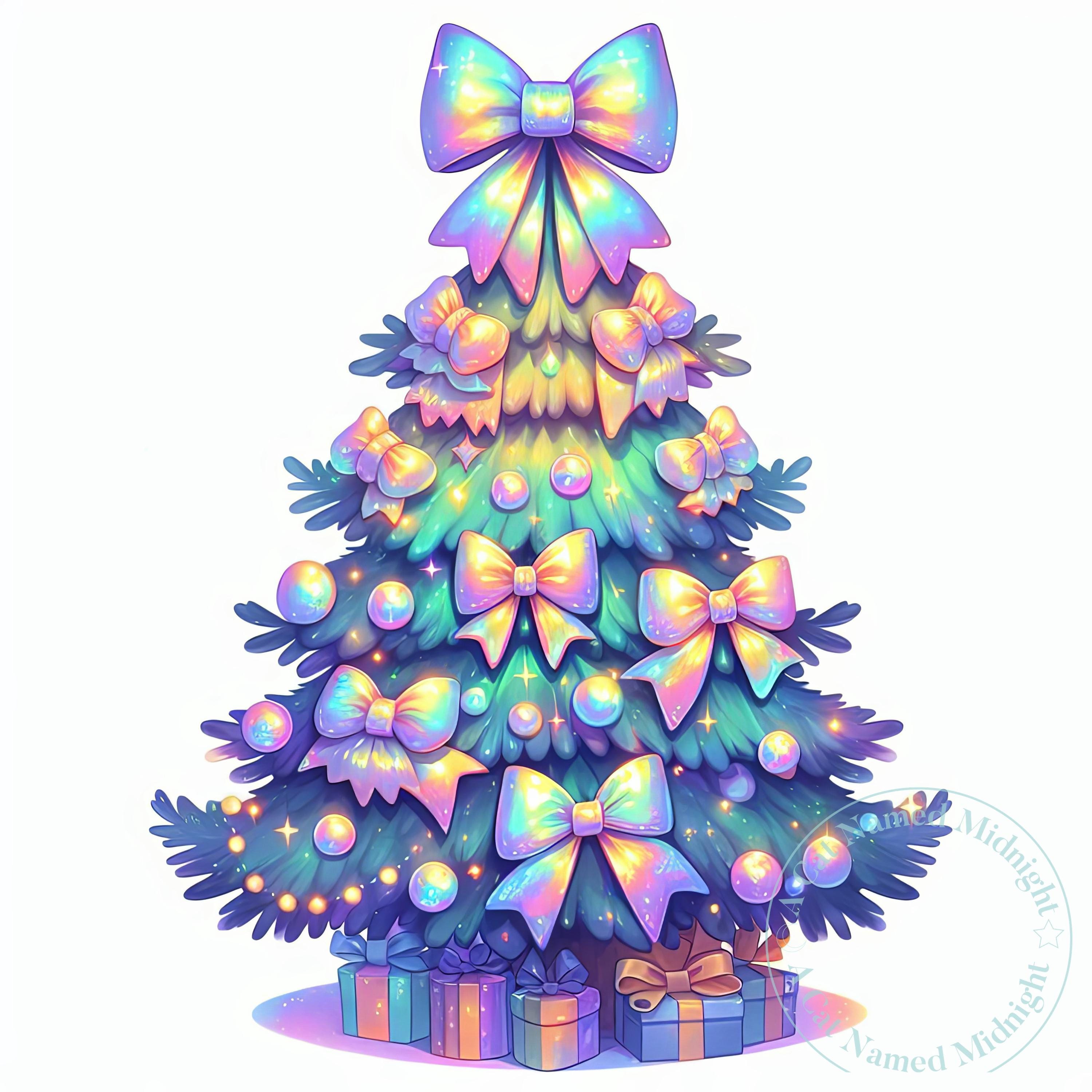 Iridescent Christmas Tree Clipart 10 JPG Xmas Clip Art Images - Etsy
