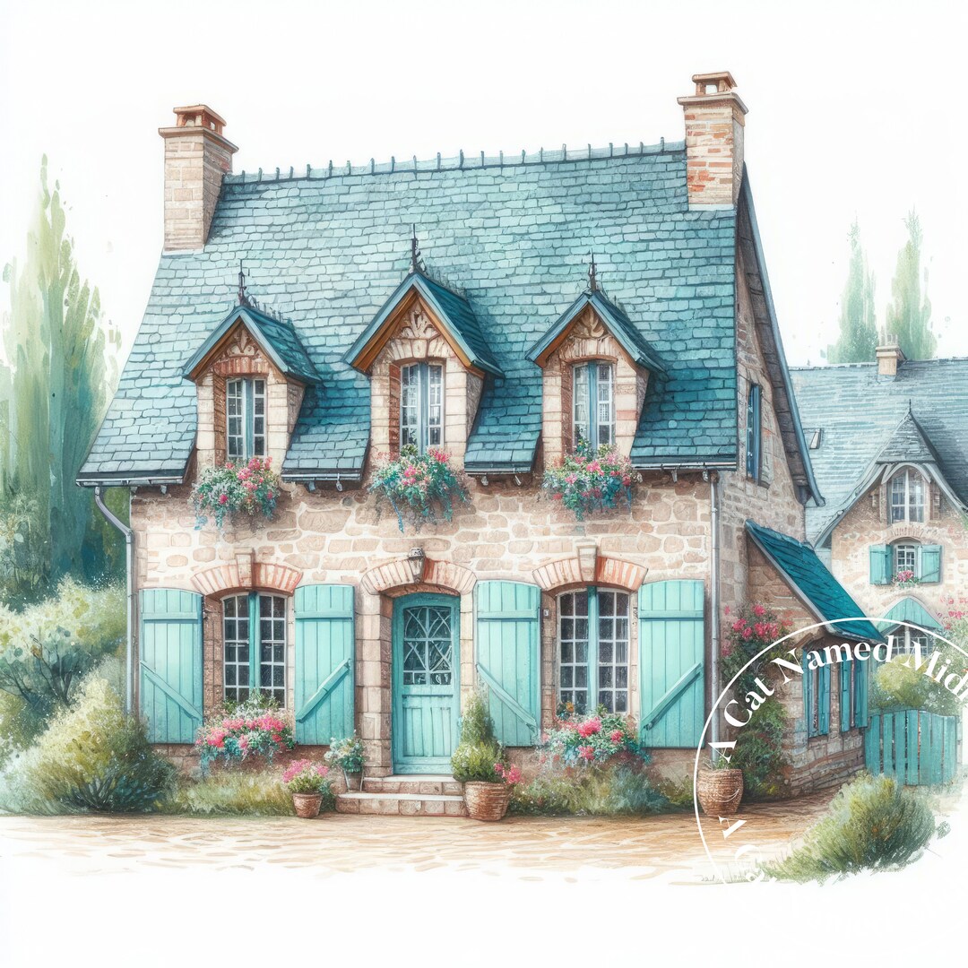 French Cottage House Clipart Bundle 10 High Quality Images Watercolor ...