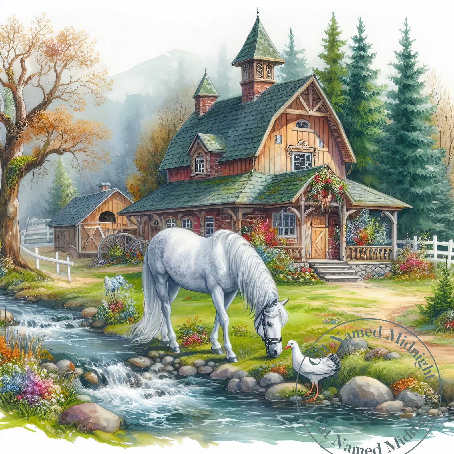 15 Watercolor Horse and Barn Clipart Bundle Vintage Clip Art Rustic ...
