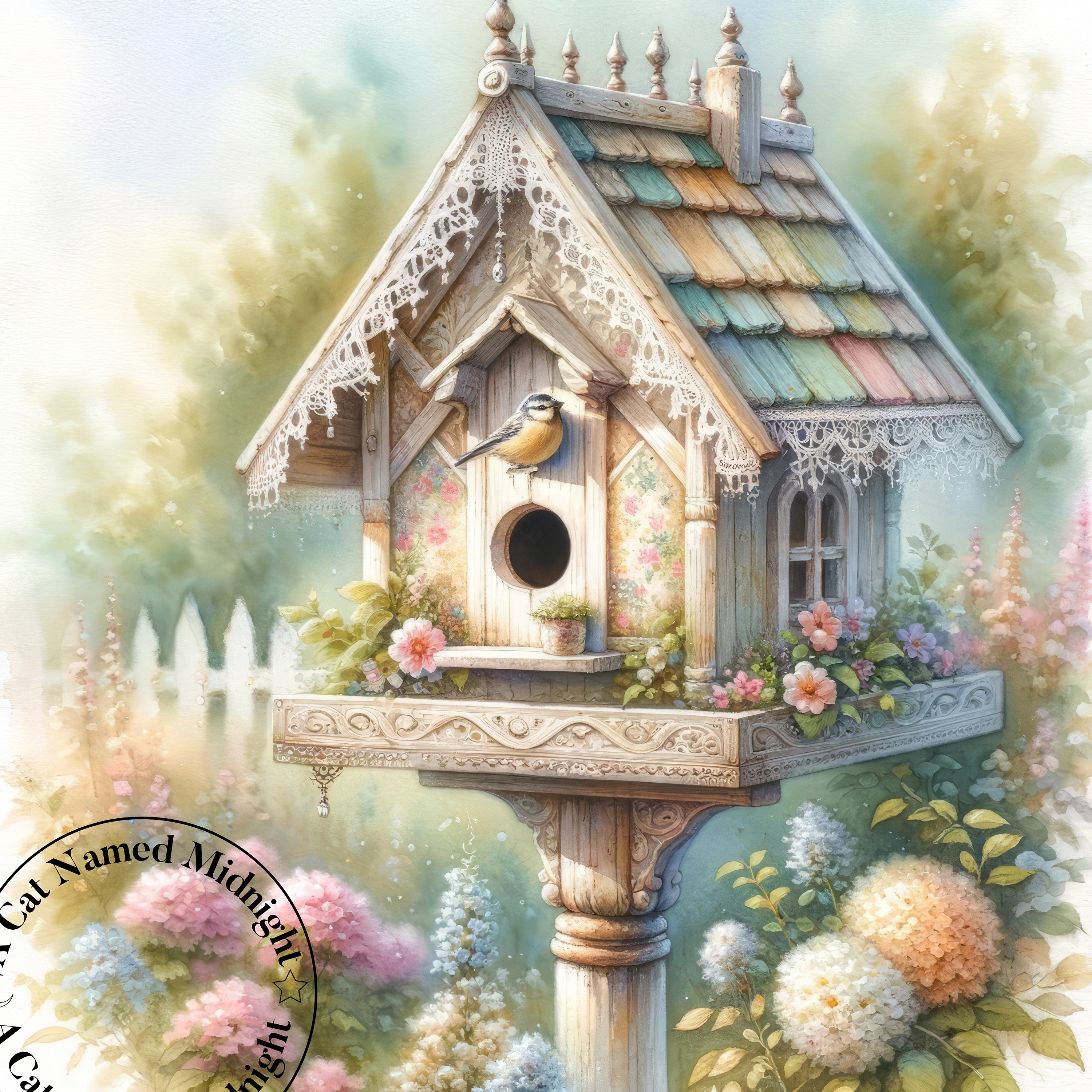 Shabby Chic Bird Houses Clipart 10 Images Watercolor Birdhouse Clip Art ...